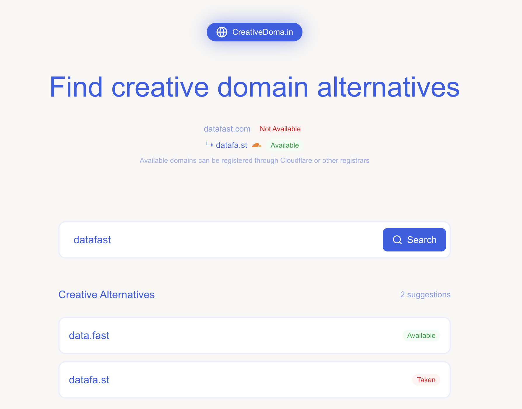 CreativeDoma.in - Find Creative Domain Alternatives